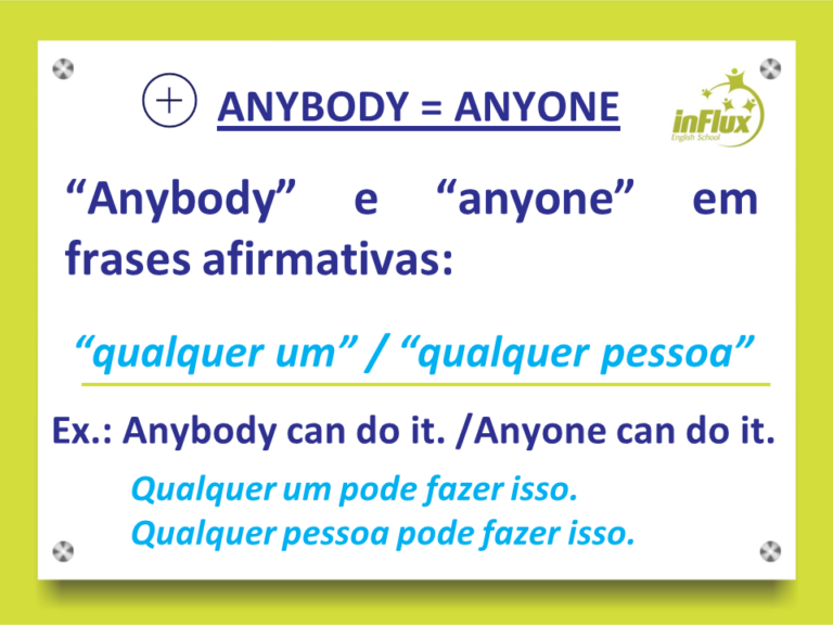 COMO USAR "NOBODY" E "ANYBODY" EM INGLÊS - inFlux
