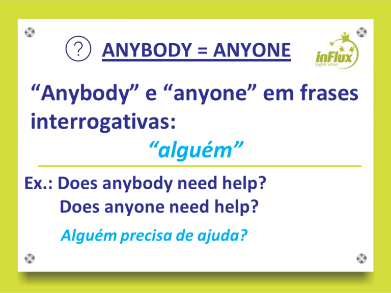 COMO USAR "NOBODY" E "ANYBODY" EM INGLÊS - inFlux
