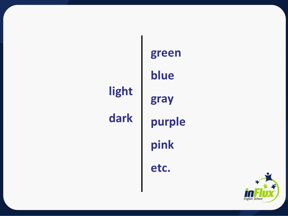 Cores em inglês - inFlux